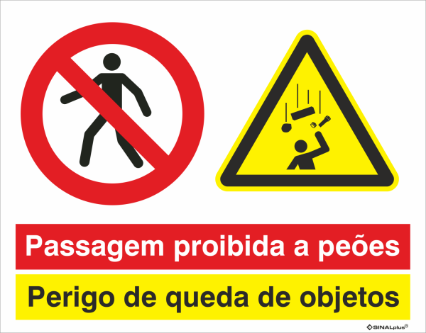 Passagem proibida a peões + Perigo de queda de objetos